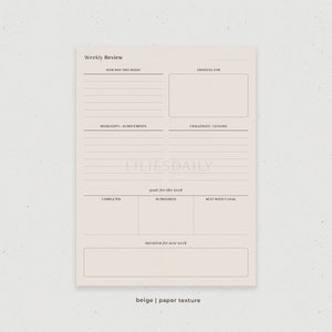 Weekly Review Journal, Digital Weekly Reflection, Weekly Check-in ...