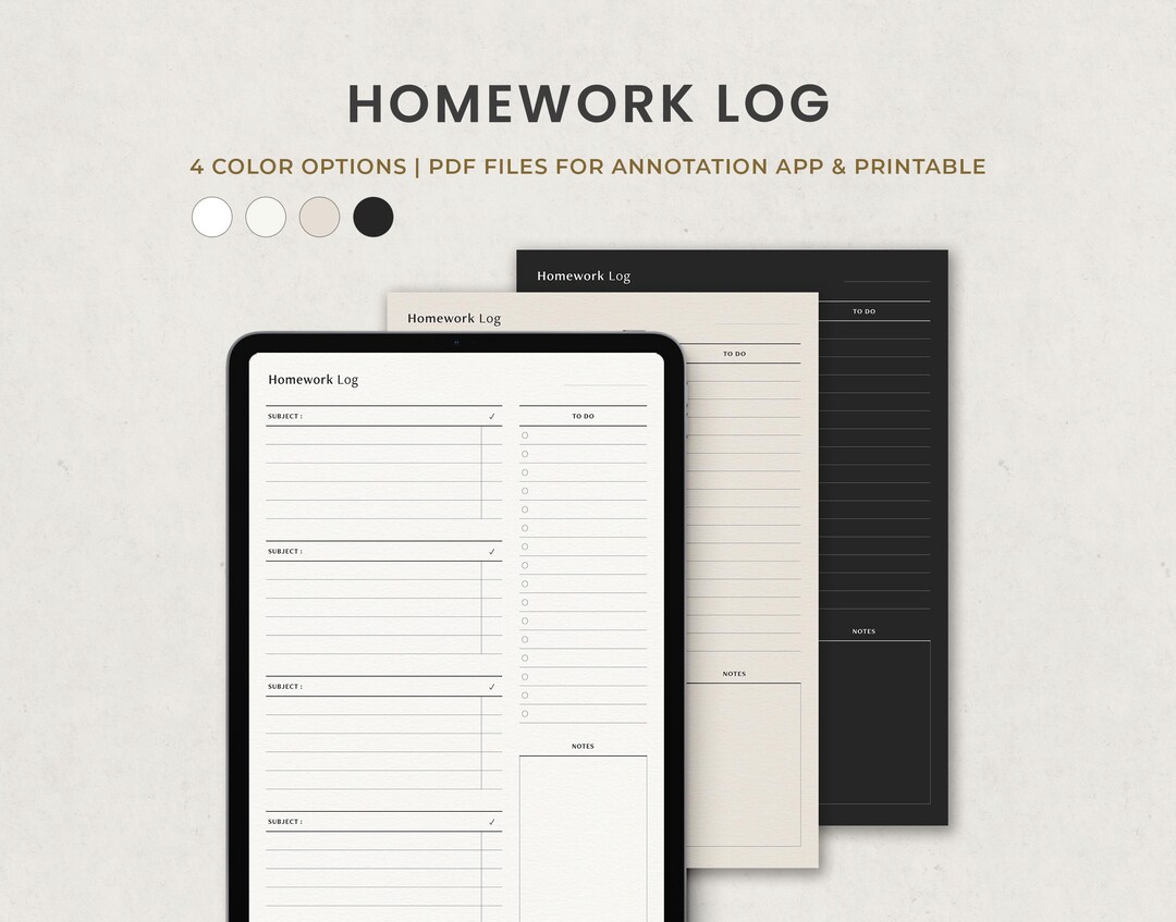 Homework Log, Assignment Tracker Digital Template for Goodnotes, iPad ...