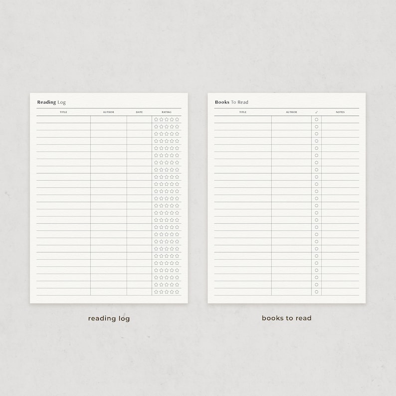 Reading Log and Books to Read List Reading Tracker Digital - Etsy