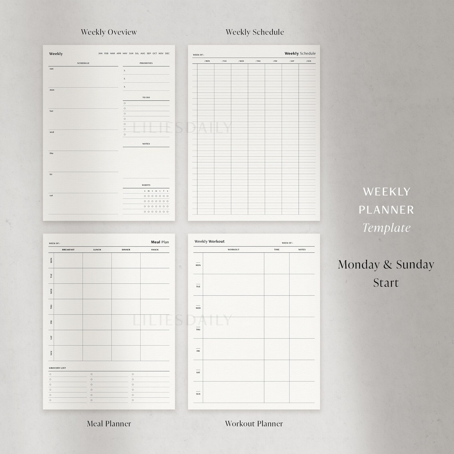 Digital Weekly Planner Bundle Template, Weekly Goodnotes Planner ...