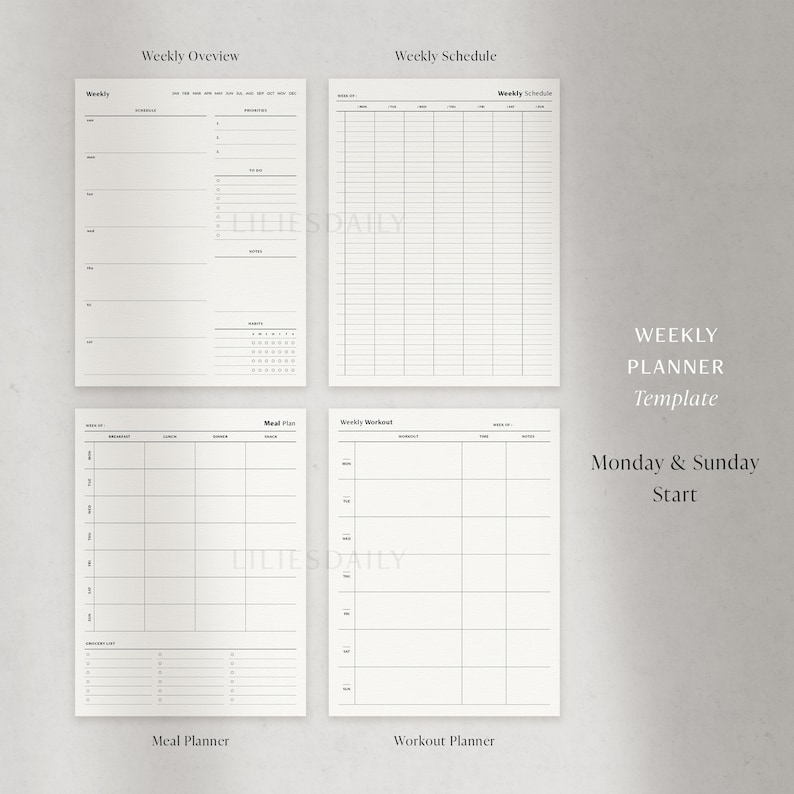 Digital Weekly Planner Bundle Template, Weekly Goodnotes Planner ...