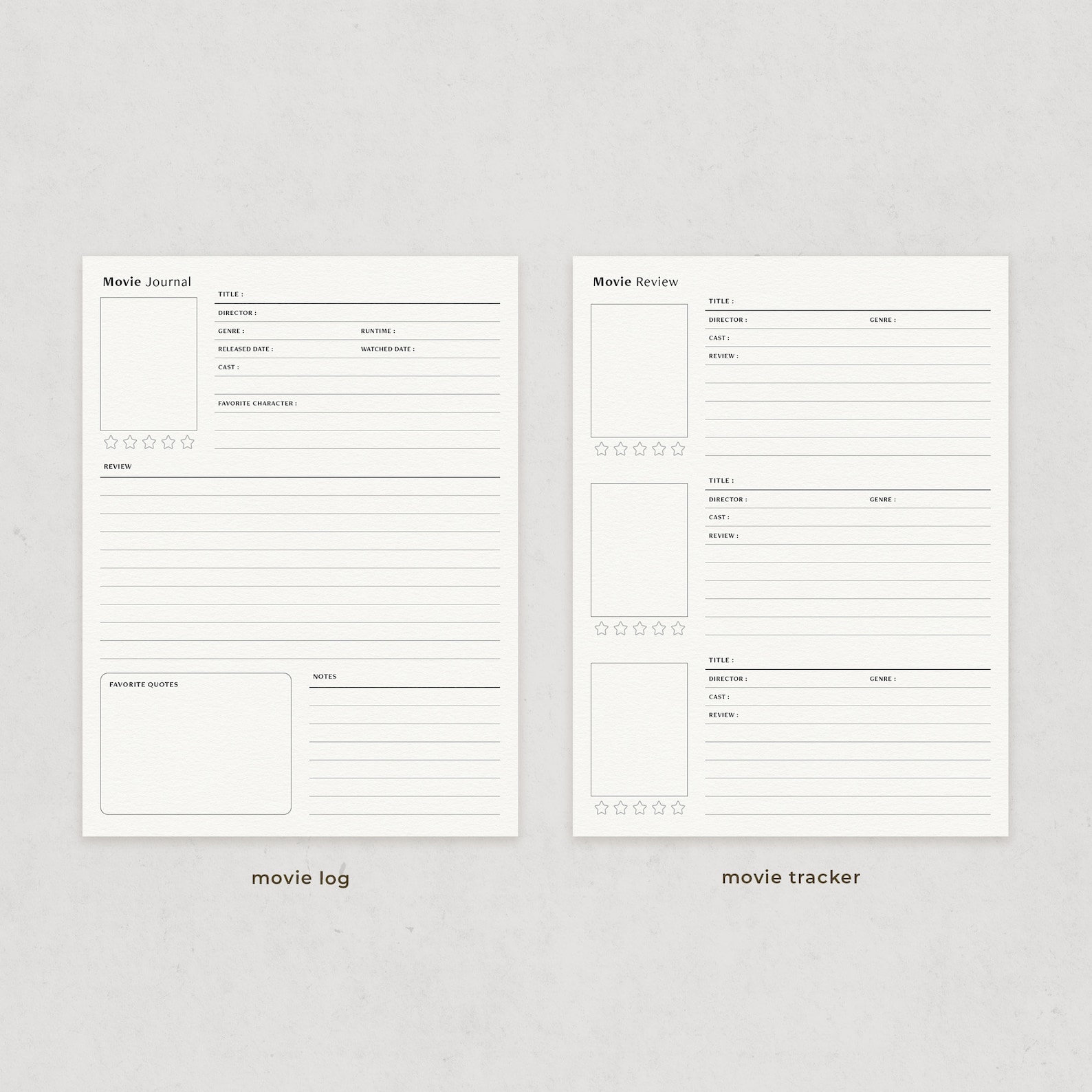 Movie Review and Movie Journal Digital Planner Template for Goodnotes ...