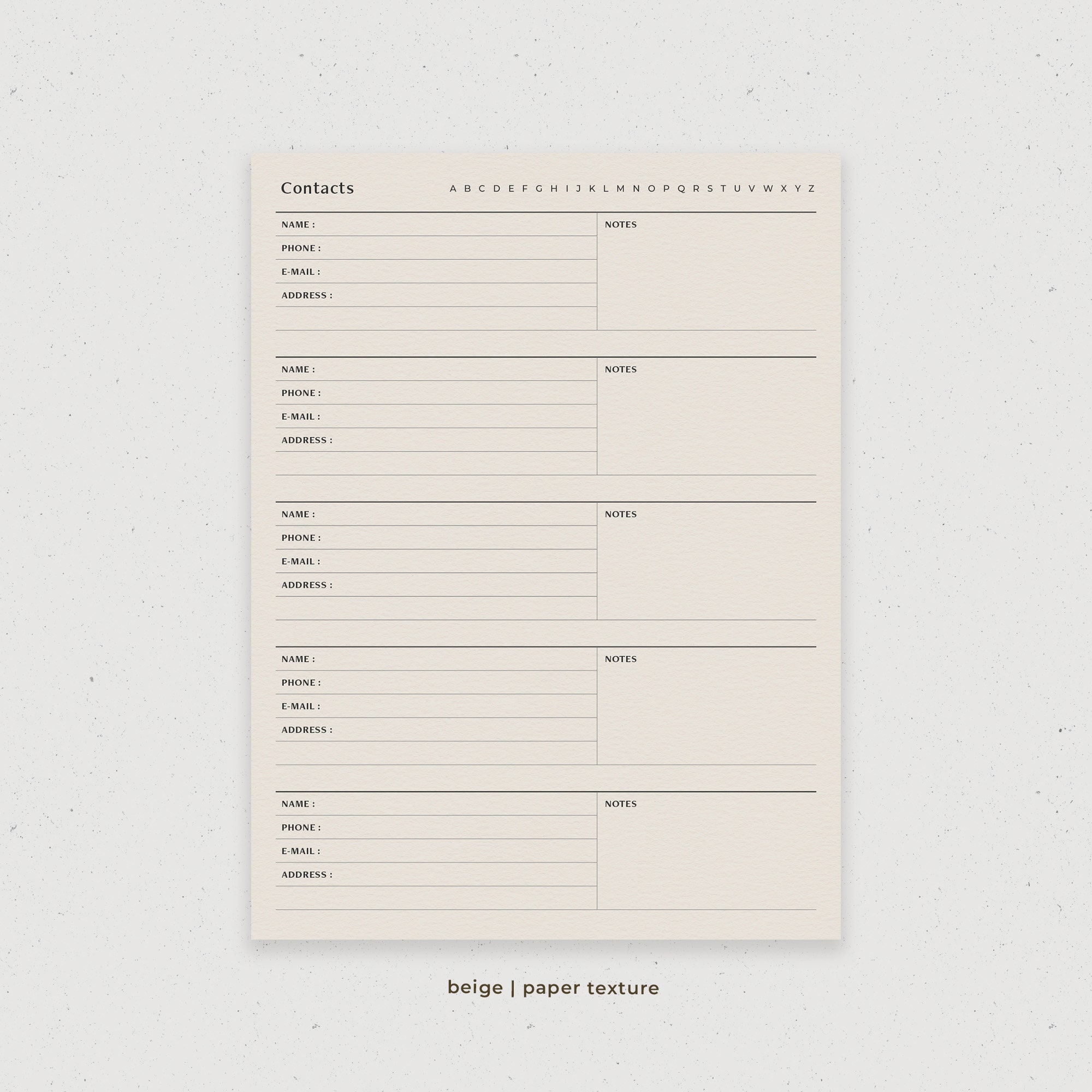 Contact List Digital Template Address Tracker Address Book - Etsy