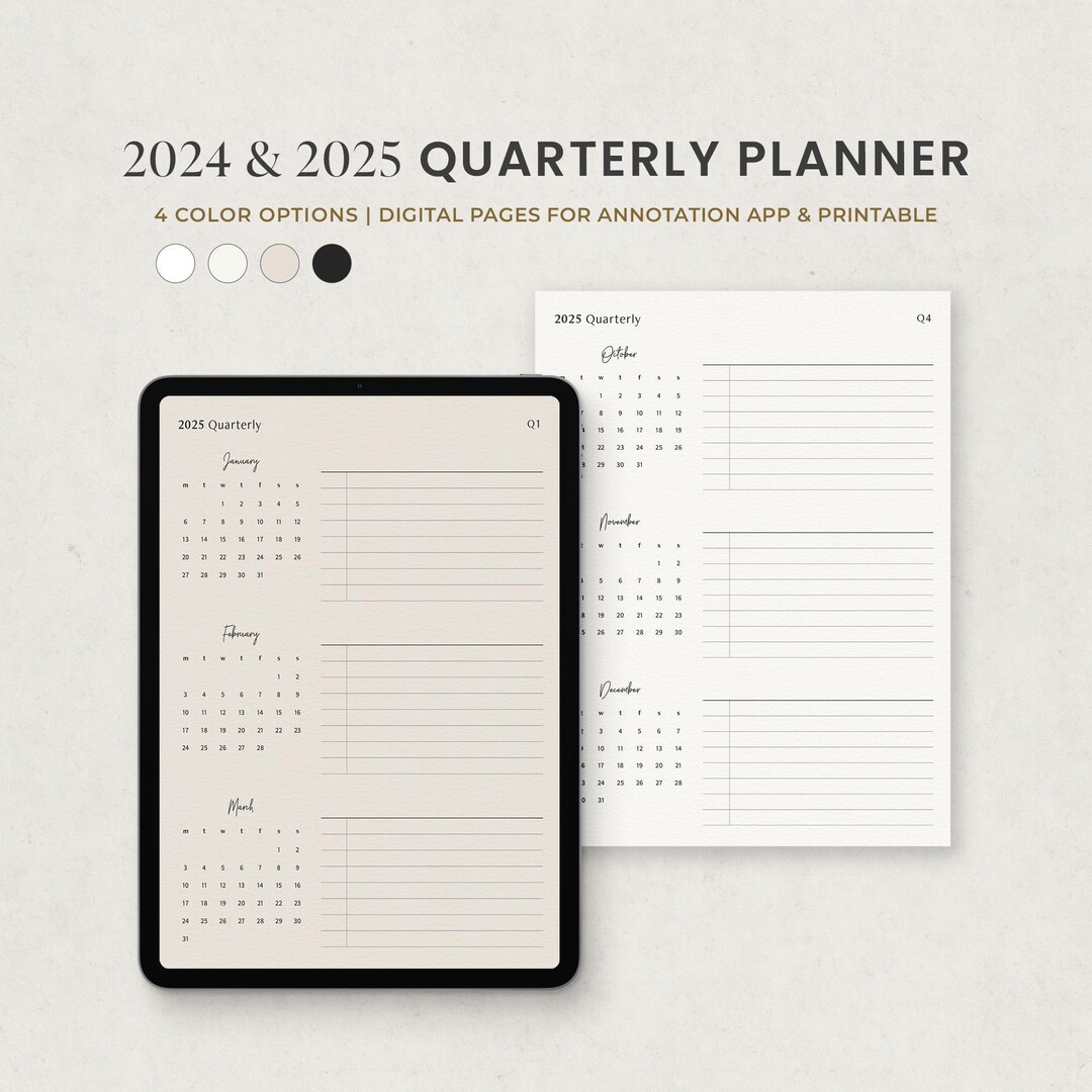 2025 Quarterly Planner, Quarter Digital Calendar, Goodnotes Template ...