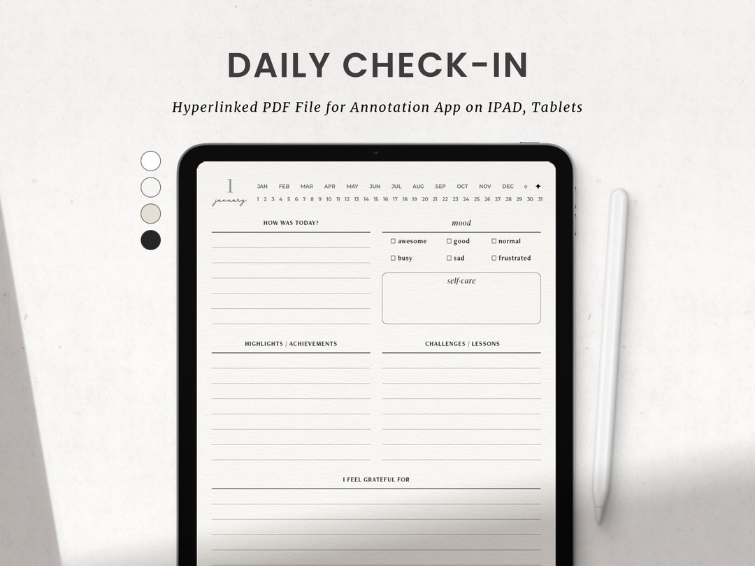 Digital Reflection Journal, Daily Check-in, Daily Review for Goodnotes ...