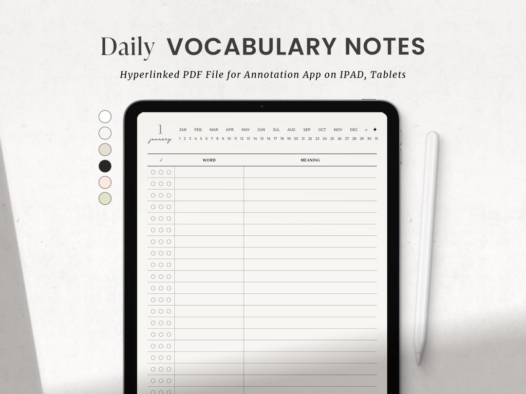 Digital Vocabulary Notebook, Word Notes, Language Learning Study ...