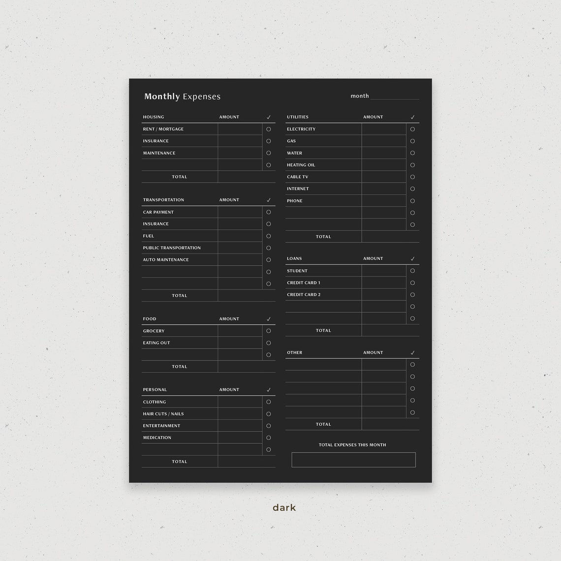 Monthly Expenses Bill Tracker Budget Digital Planner | Etsy