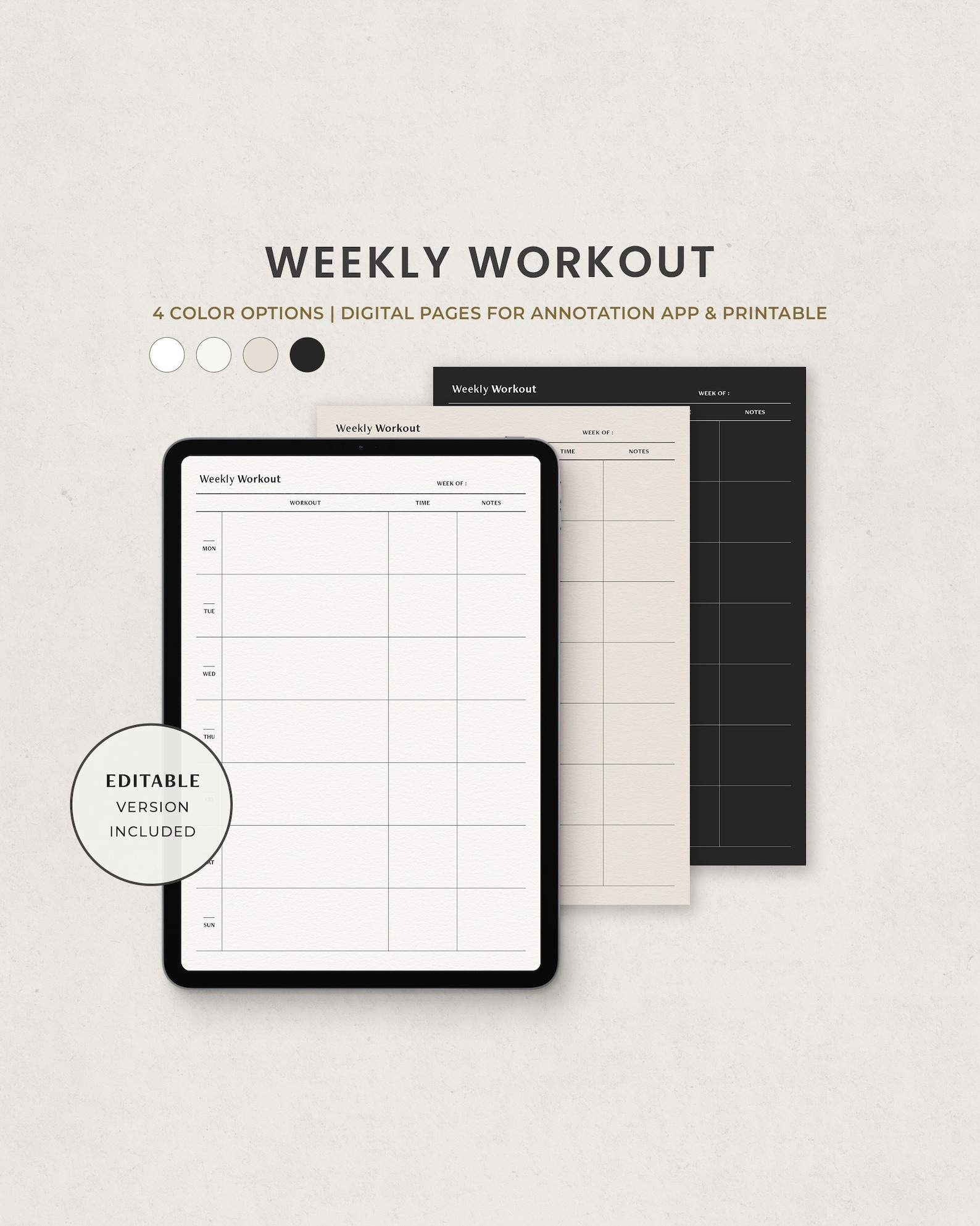 Weekly Workout Planner Fitness Tracker Health Digital - Etsy