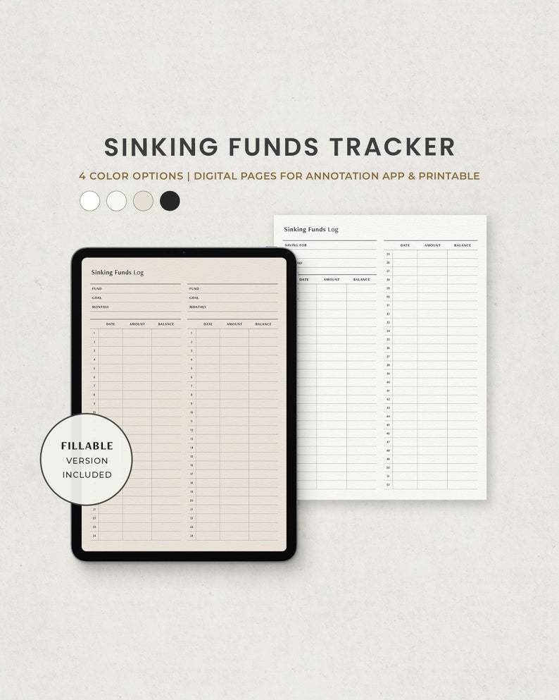 Sinking Funds Tracker Digital Saving Log Finance Template - Etsy