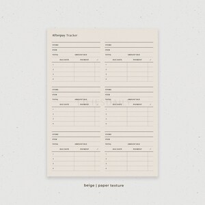 Afterpay Tracker, Digital Pay Later Log Planner, Shopping Payment Due ...