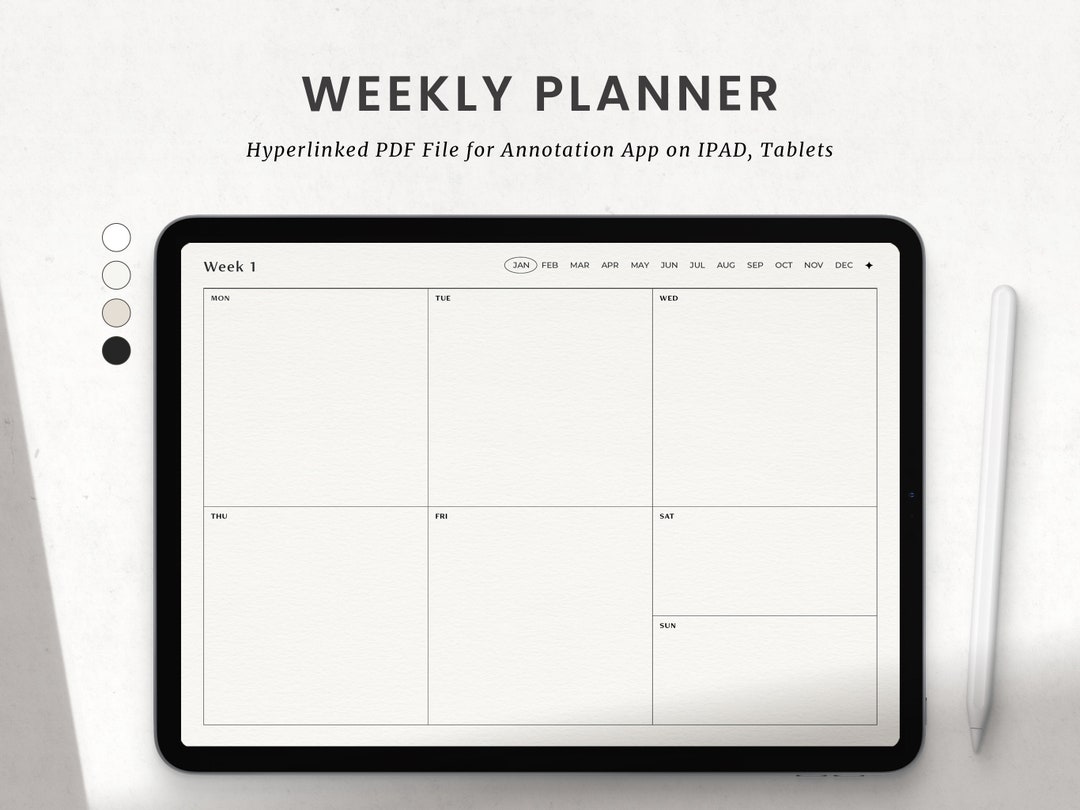 Simple Weekly Planner, Undated Monthly and Weekly Digital Planner ...