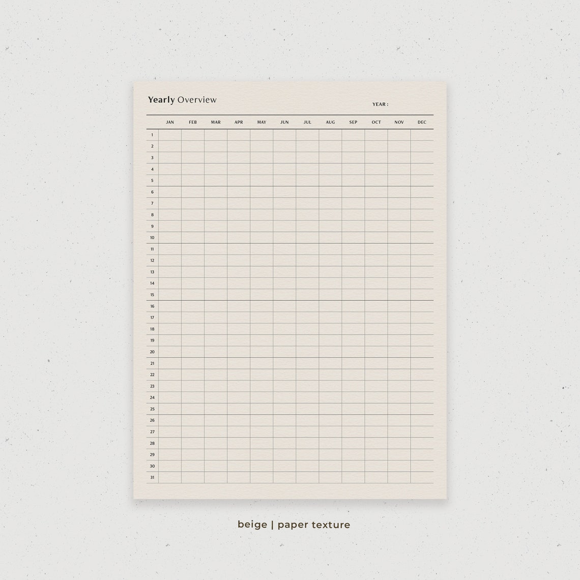 Yearly Overview Year at a Glance Yearly Digital Planner - Etsy