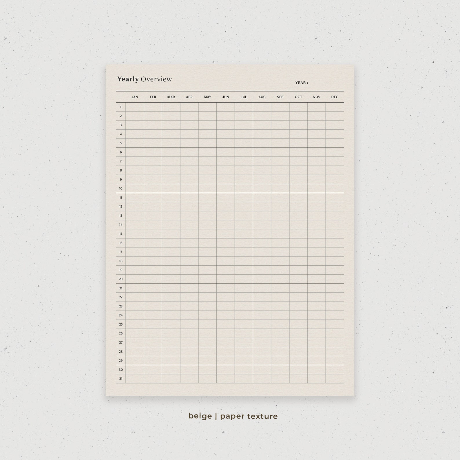 Yearly Overview Year at a Glance Yearly Digital Planner - Etsy
