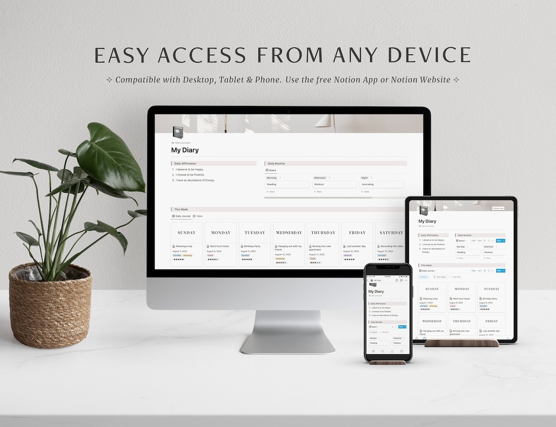 Notion Journal Template Daily Diary Notion Planner With - Etsy