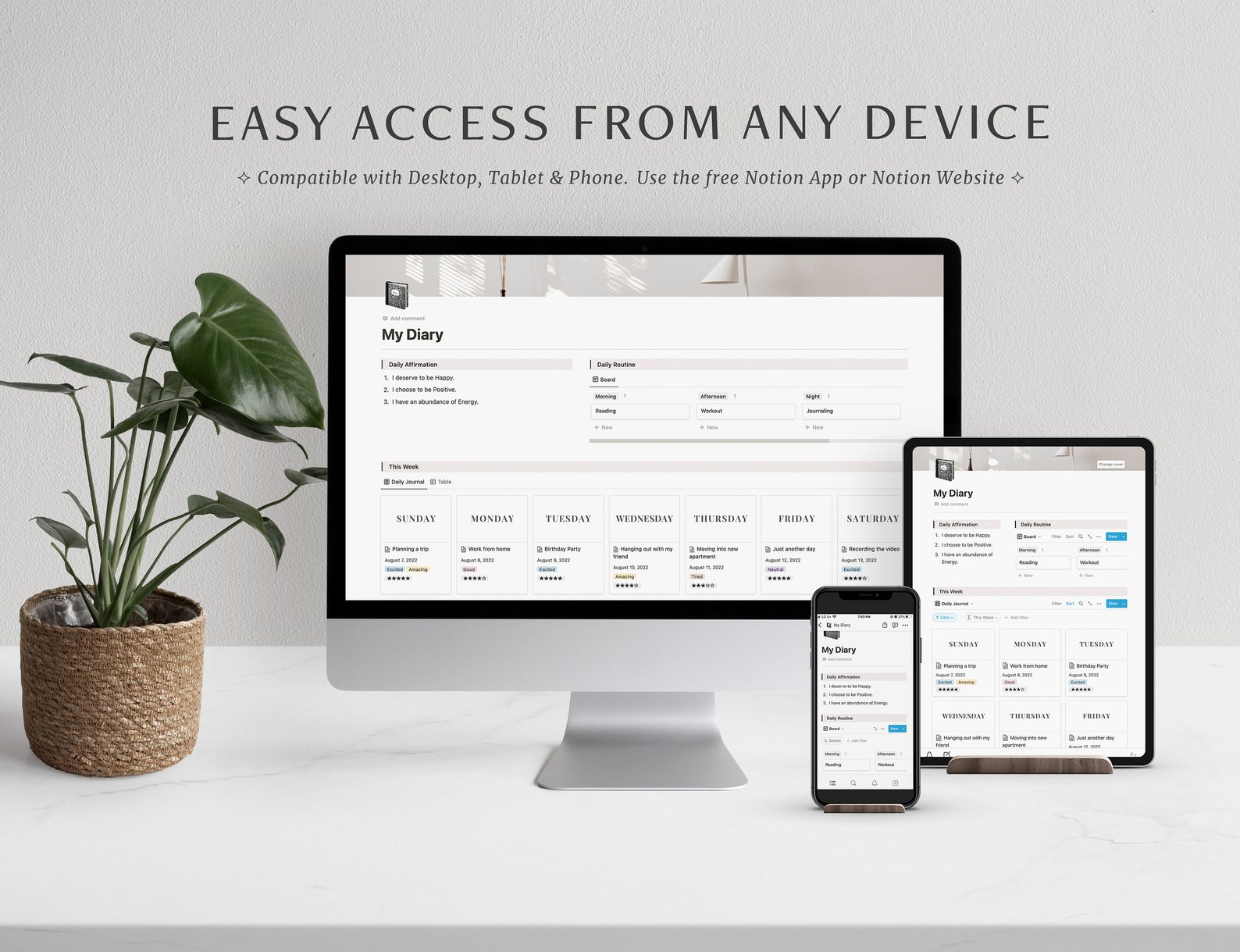 Notion Journal Template Daily Diary Notion Planner With - Etsy