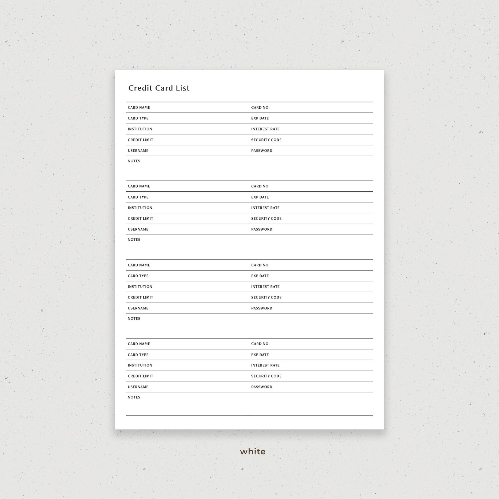 Credit Card Information Tracker Digital Planner Template for Goodnotes ...