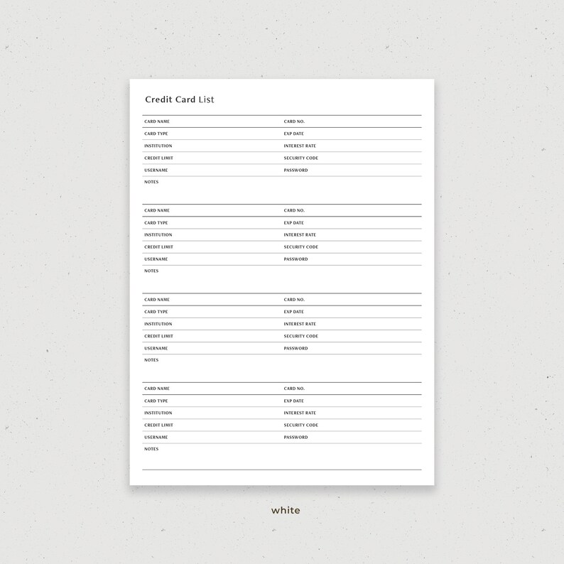 Credit Card Information Tracker Digital Planner Template for Goodnotes ...