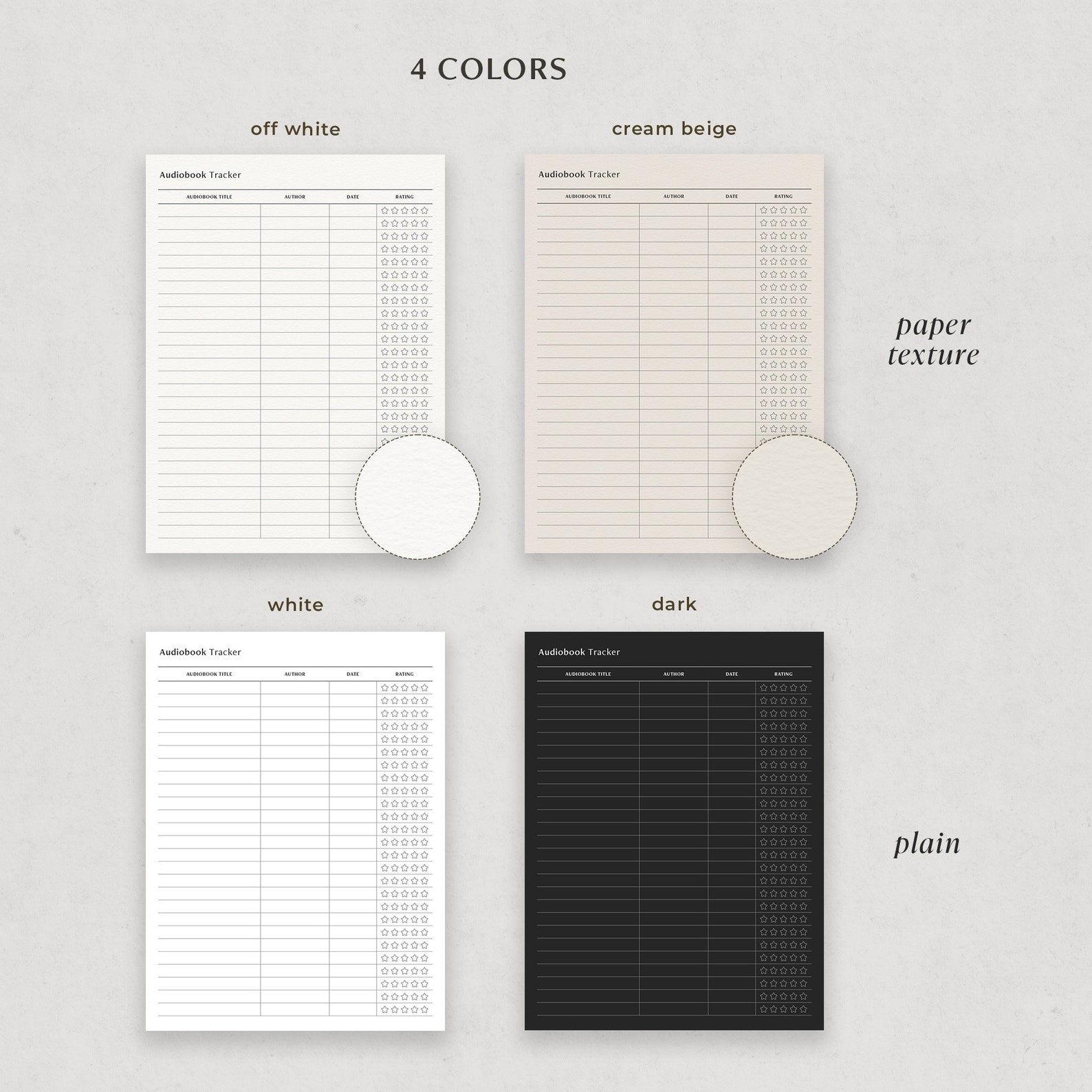 Audiobook Ebook Tracker Printable, Digital Reading Log, Audiobook ...