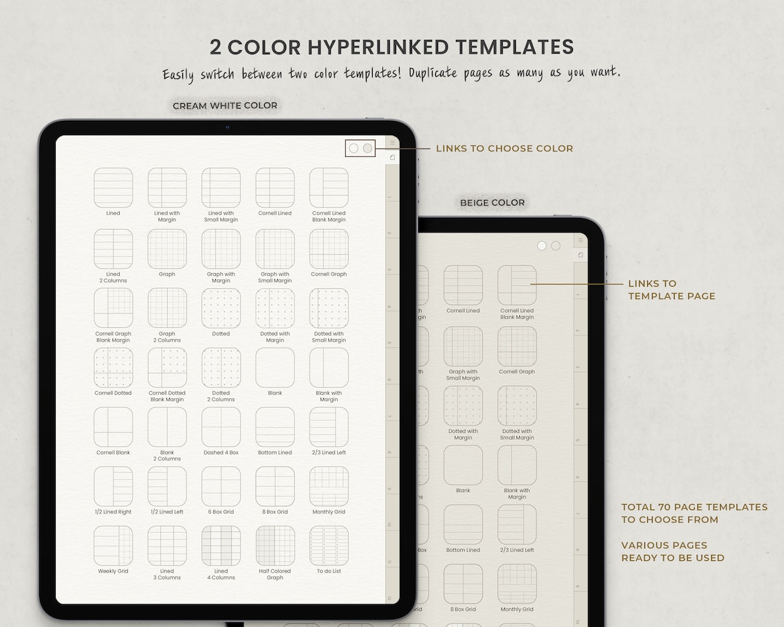 Minimalist Digital Notebook With Tabs for Ipad Goodnotes - Etsy