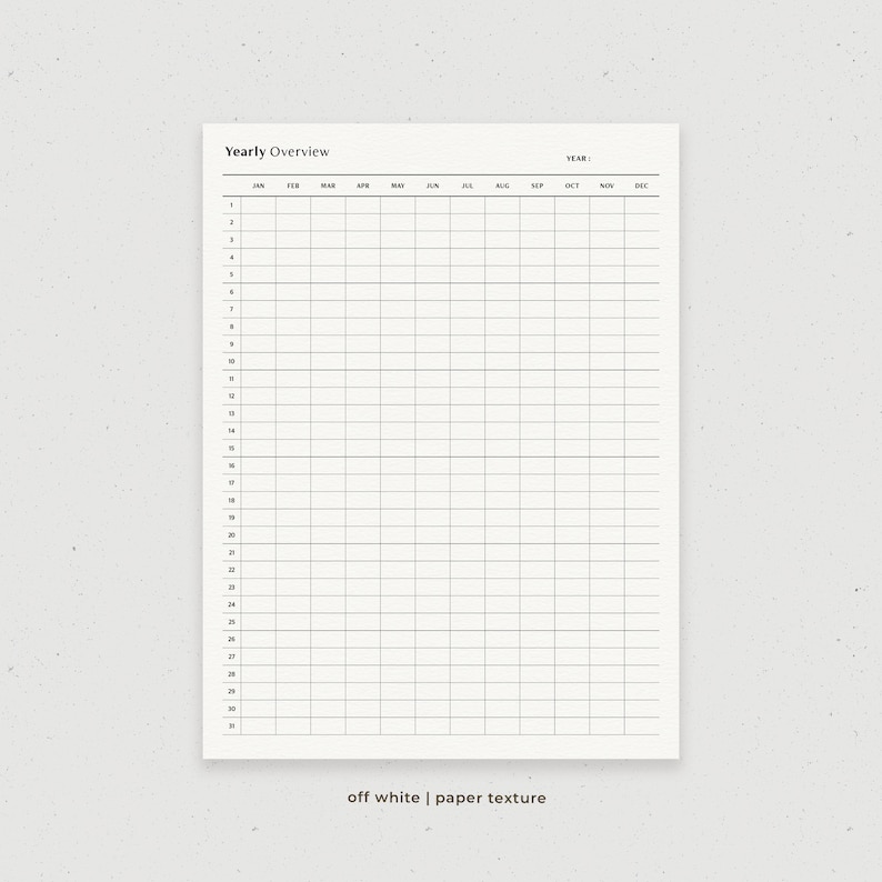 Yearly Overview Year at a Glance Yearly Digital Planner - Etsy