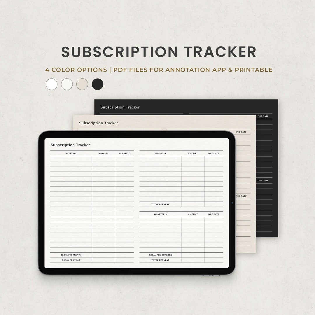 Digital Subscription Tracker, Goodnotes Membership Checklist, Monthly ...