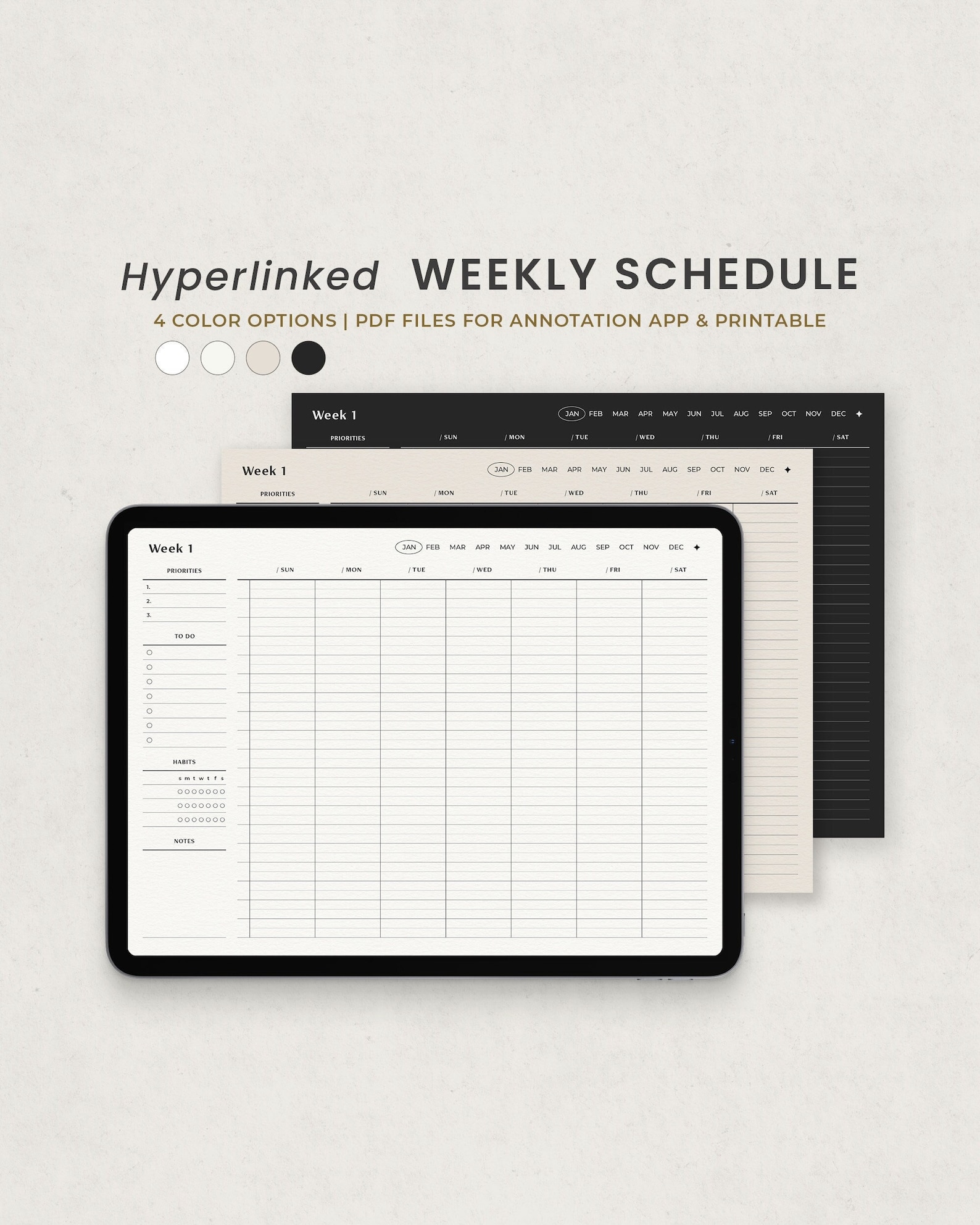 Weekly Schedule Weekly Hourly Digital Planner Template for - Etsy
