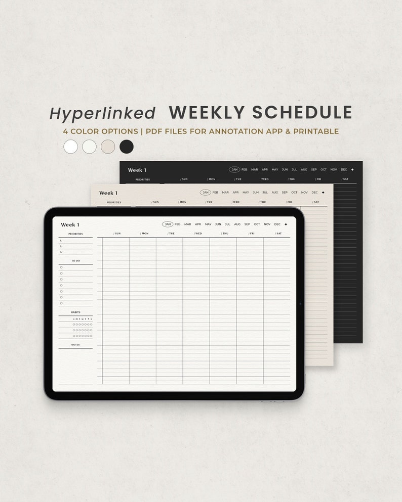 Weekly Schedule Weekly Hourly Digital Planner Template for - Etsy