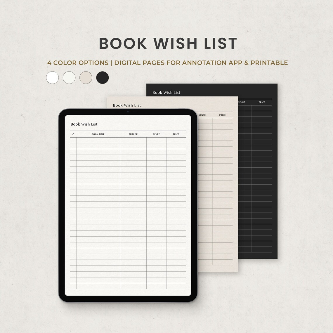 Book Wish List Digital Template, Books to Buy, Reading Goals Printable ...