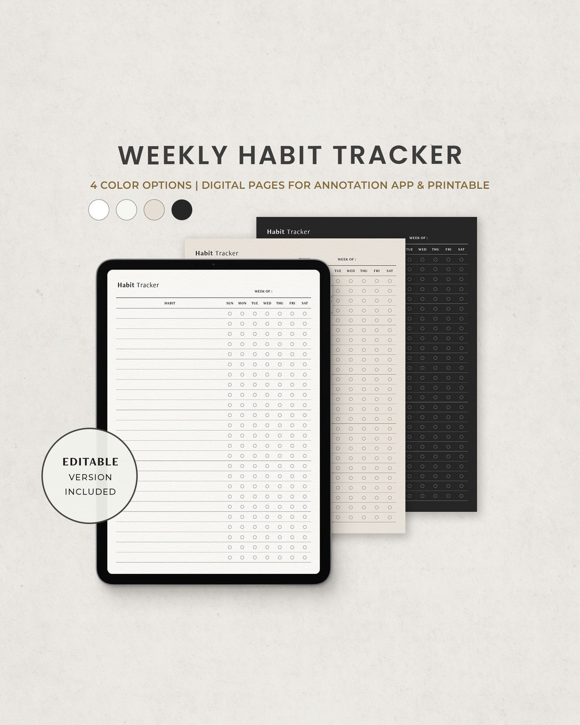 Weekly Habit Tracker Routine Digital Planner Template for - Etsy