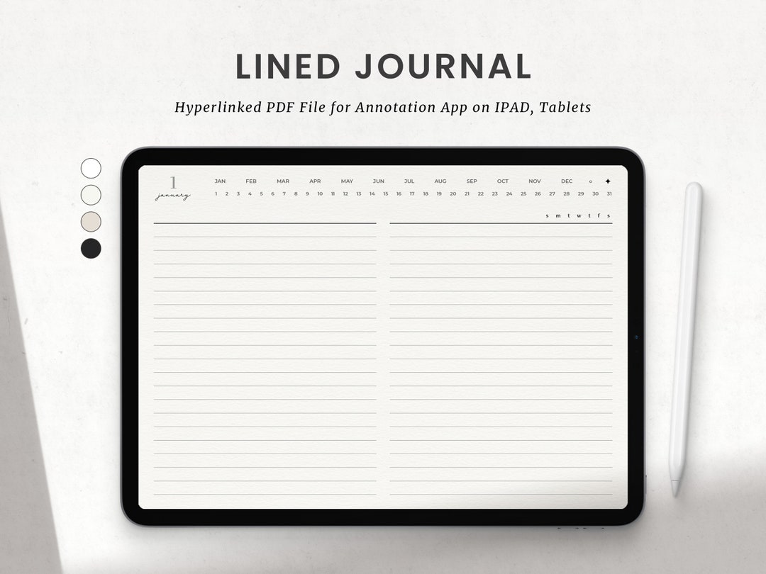 Digital Daily Lined Journal, Goodnotes Minimalist Journal, Landscape ...