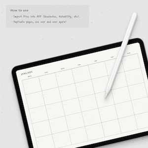 Monthly Planner, Monthly Calendar Undated Digital Planner Template for ...
