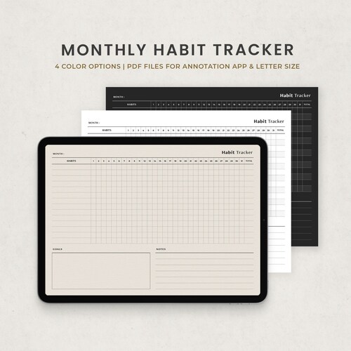 Habit Tracker Digital Planner Monthly Ipad Tablets Goodnotes - Etsy