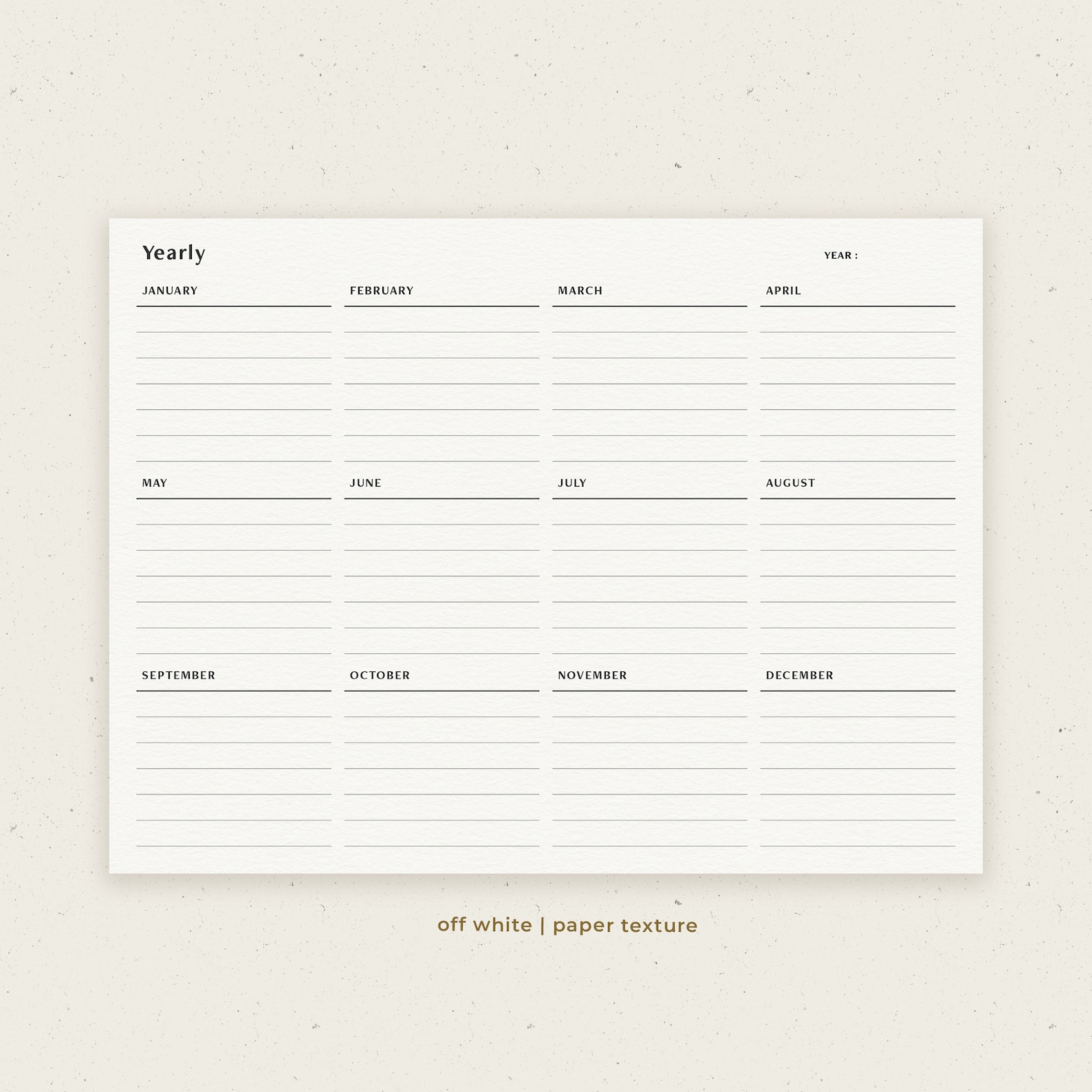 Year at a Glance Digital Planner Yearly Overview Planner for | Etsy