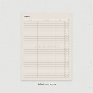 Gift List Printable, Digital Present Tracker, Gift Planner Template for ...