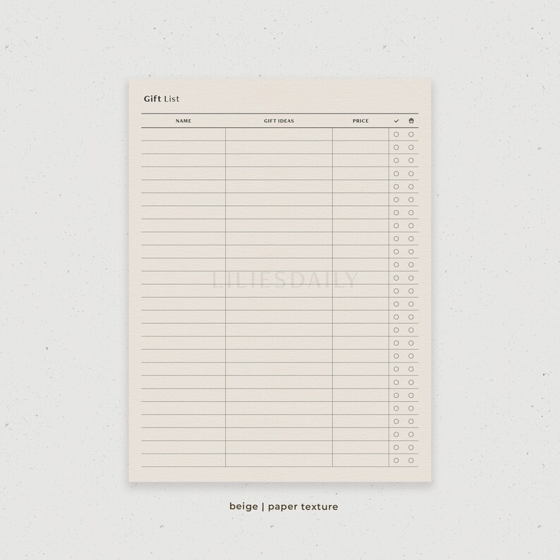 Gift List Printable, Digital Present Tracker, Gift Planner Template for ...