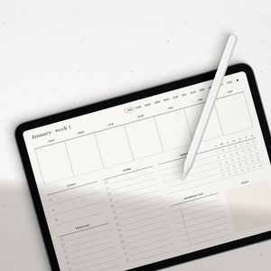 Digital Weekly Dashboard, Goodnotes Weekly Planner Landscape, College ...