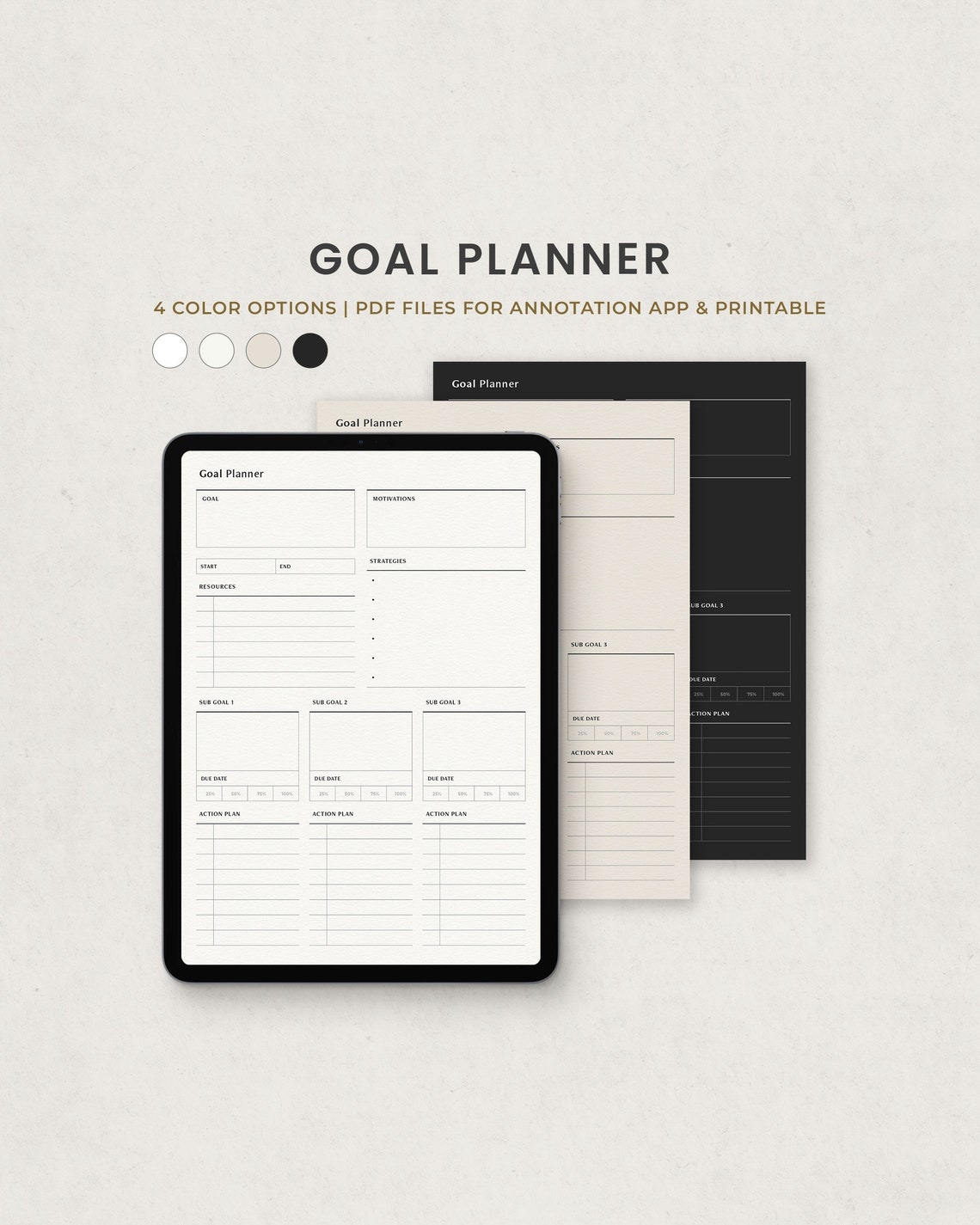 Goal Planner Goal Setting Productivity Digital Planner - Etsy