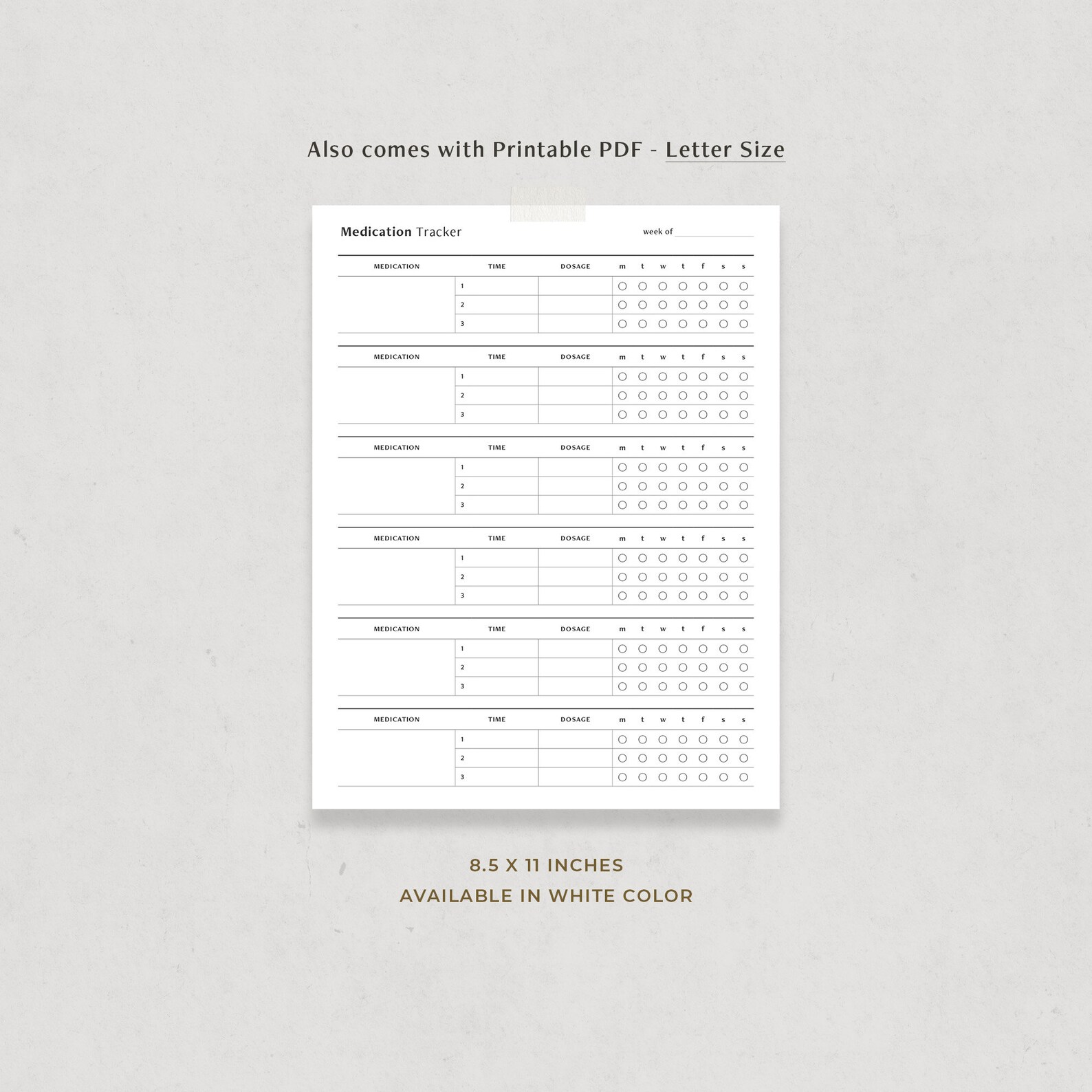 Medication Tracker, Vitamin Supplement Log Digital Planner Template for ...