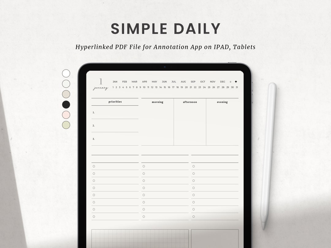 Simple Daily Digital Planner, Minimalist Goodnotes to Do List, iPad ...