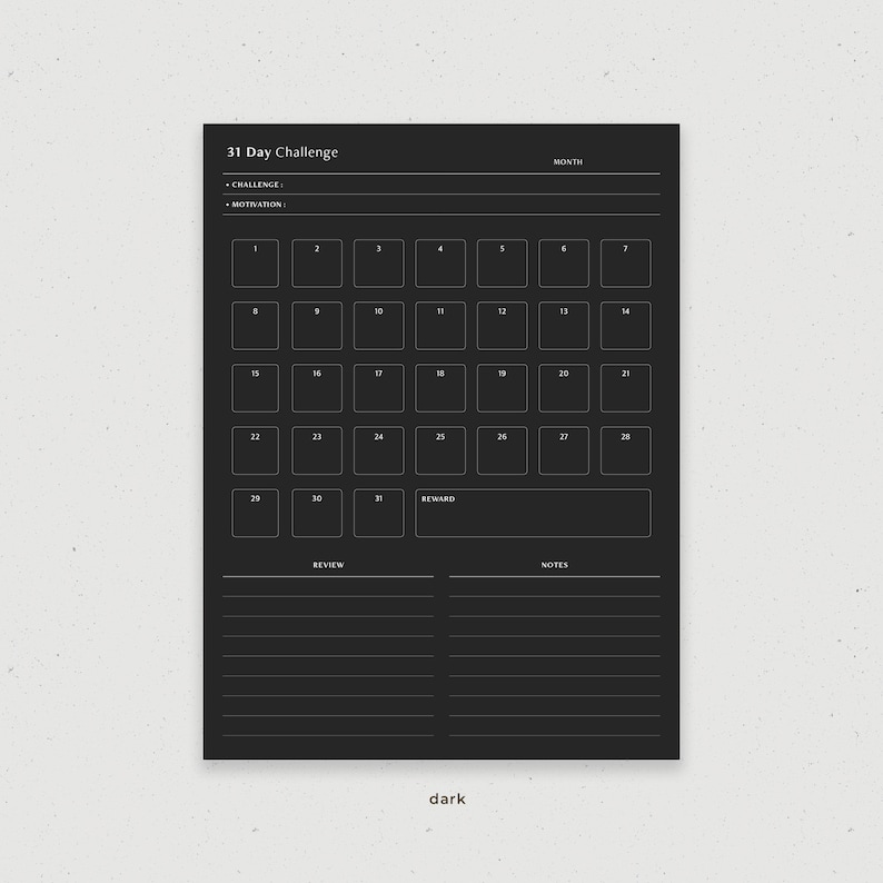 31 Day Challenge Monthly Habit Tracker Daily Goal Tracker - Etsy