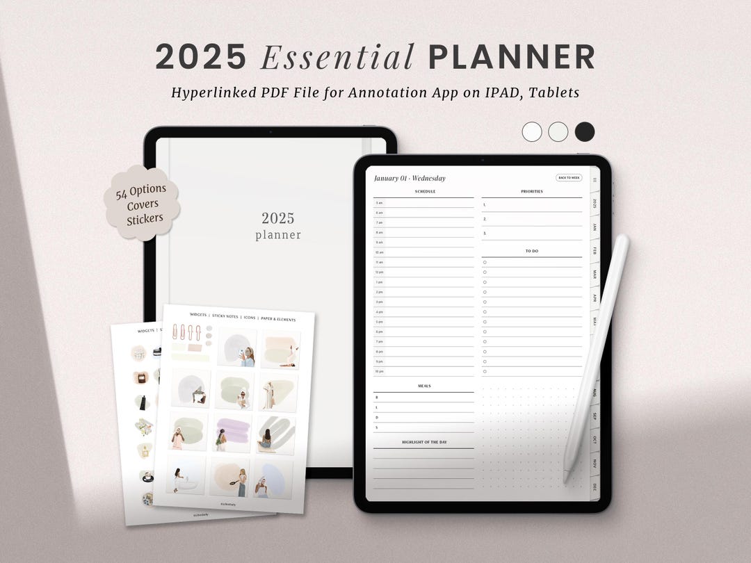 2025 Digital Planner, Goodnotes Minimalist Weekly Daily Planner, iPad ...