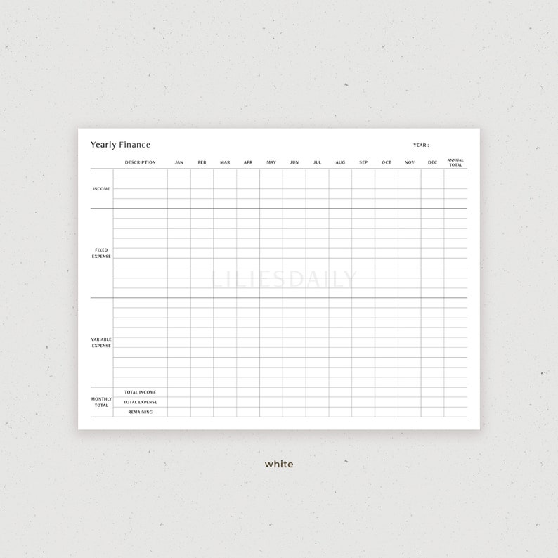 Yearly Financial Overview, Annual Income and Expense Tracker Digital ...