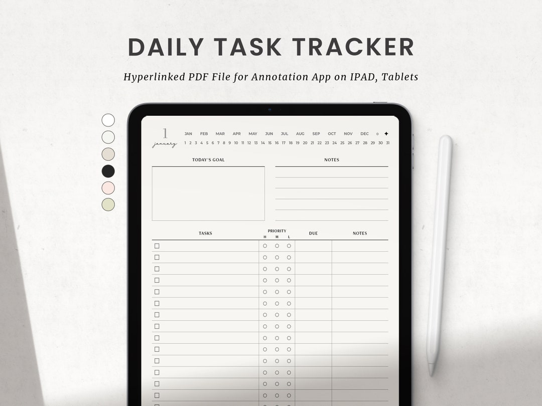 Goodnotes Task Tracker, Digital Task List Template, Daily Work to Do ...