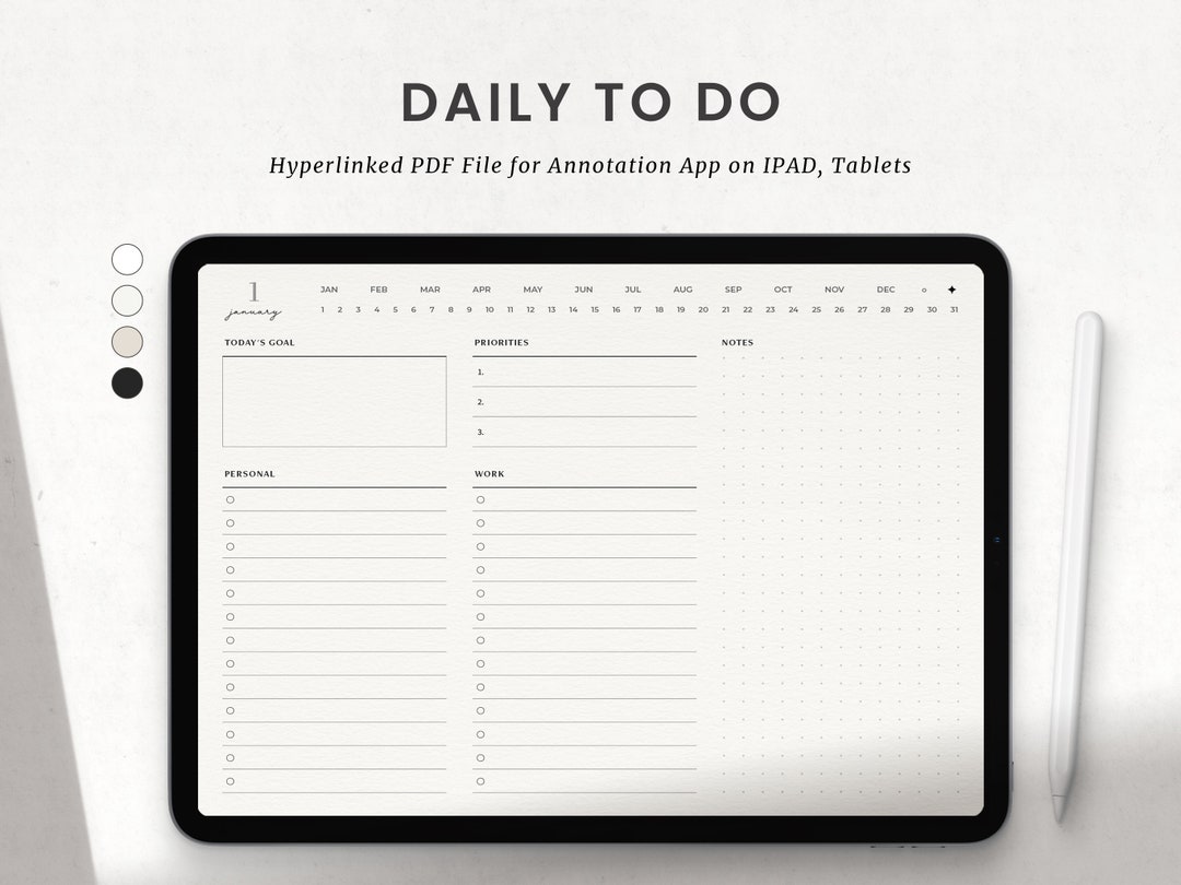 Daily to Do List, Checklist, Hyperlinked Task List Digital Planner for ...