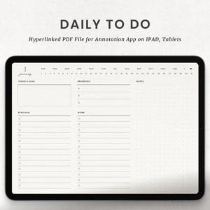 Daily to Do List, Checklist, Hyperlinked Task List Digital Planner for ...