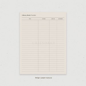 Library Book Tracker Digital Inserts, Book Return Log, Library Log ...