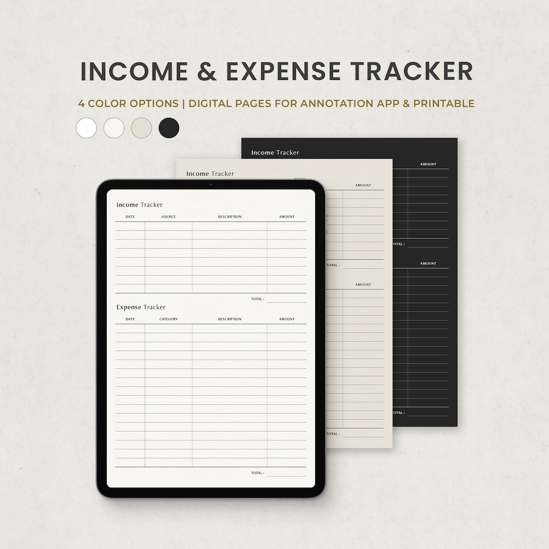 Income and Expense Tracker Printable Template, Monthly Daily Digital ...