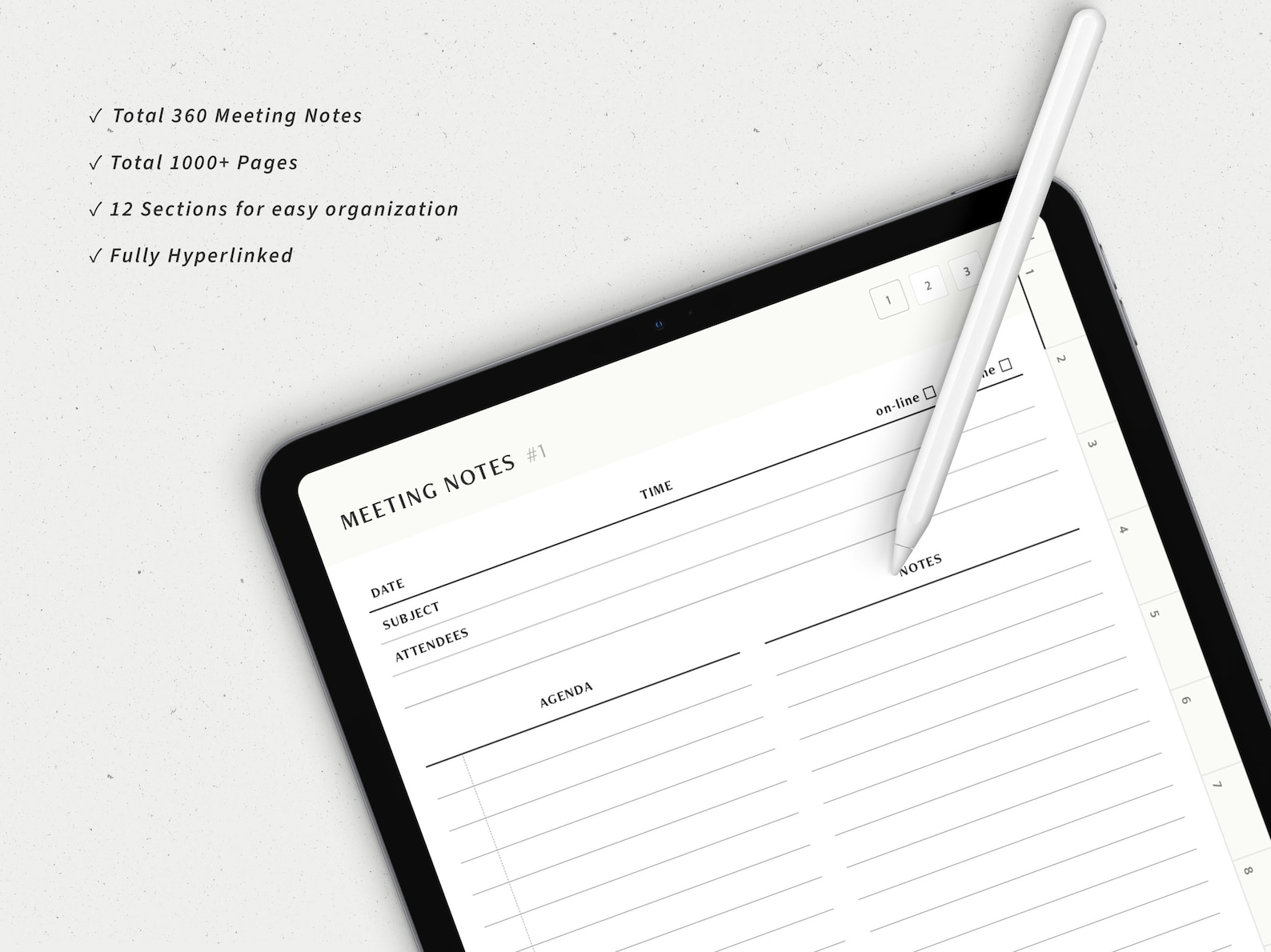 Digital Meeting Book for Goodnotes on Ipad, Meeting Minutes, Meeting ...