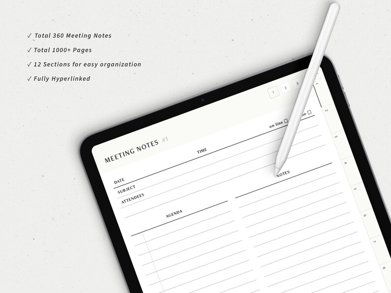 Digital Meeting Book for Goodnotes on Ipad, Meeting Minutes, Meeting ...