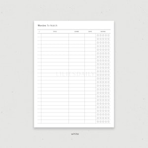 Movies to Watch, Series Wish List Digital Template for Goodnotes IPAD ...